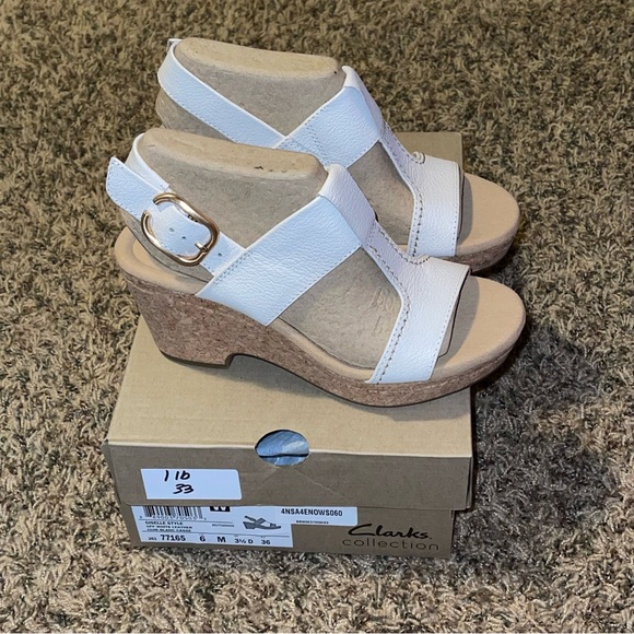Clarks | Shoes | Clarks Giselle Style Sandals Womens 6m White Slingback ...